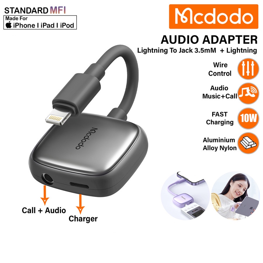 Jual MCDODO Kabel Konverter Lightning iPhone to Jack 3.5mm Open Mic ...