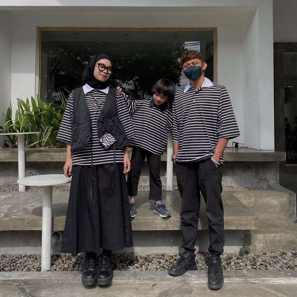 Jual SFxBookids Rugby Polo Stripe Shirt- Baju Polo Couple Family Ayah ...