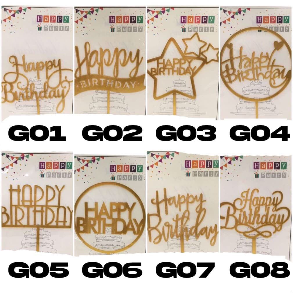 Jual Cake Topper Happy Birthday Gold / Topper Cake Dekorasi Kue Ultah ...