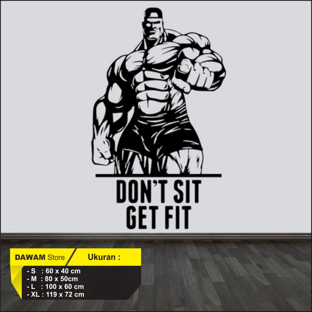 Jual Cutting Wall Sticker Gym Sticker Dinding Tembok Kaca Fitness Besar ...