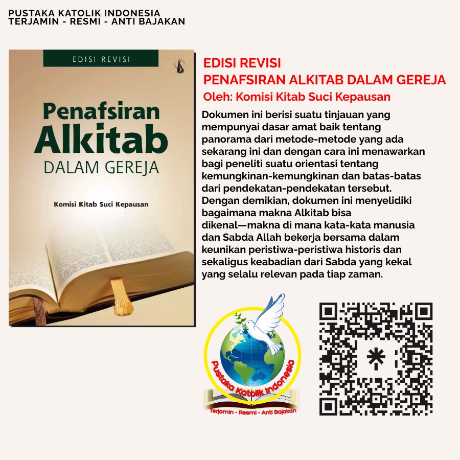 Jual Penafsiran Alkitab Dalam Gereja (Ed. Revisi) - Komisi Kitab Suci ...
