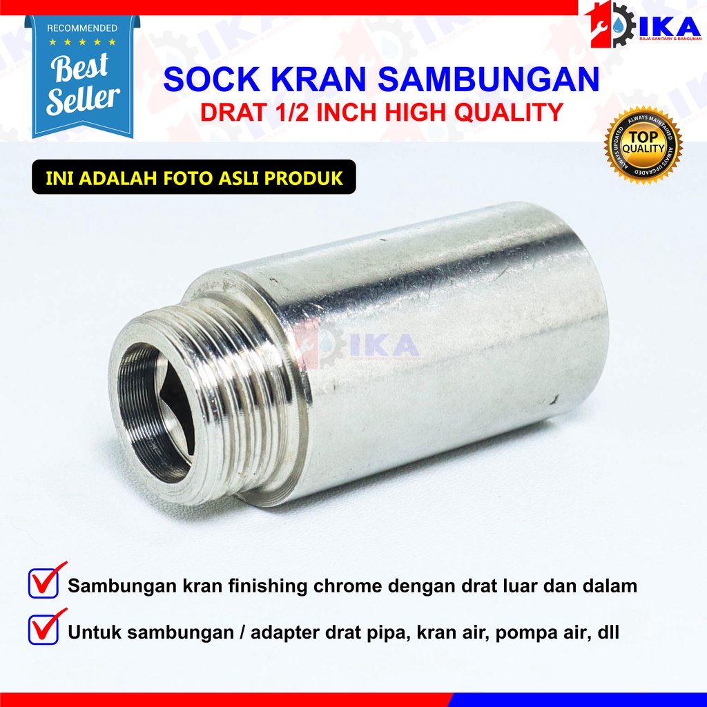 Jual Sok Kran Drat Luar Dalam 1/2 Inch Inci Panjang Pendek Kuningan Sock Sambungan Keran Nepel ...