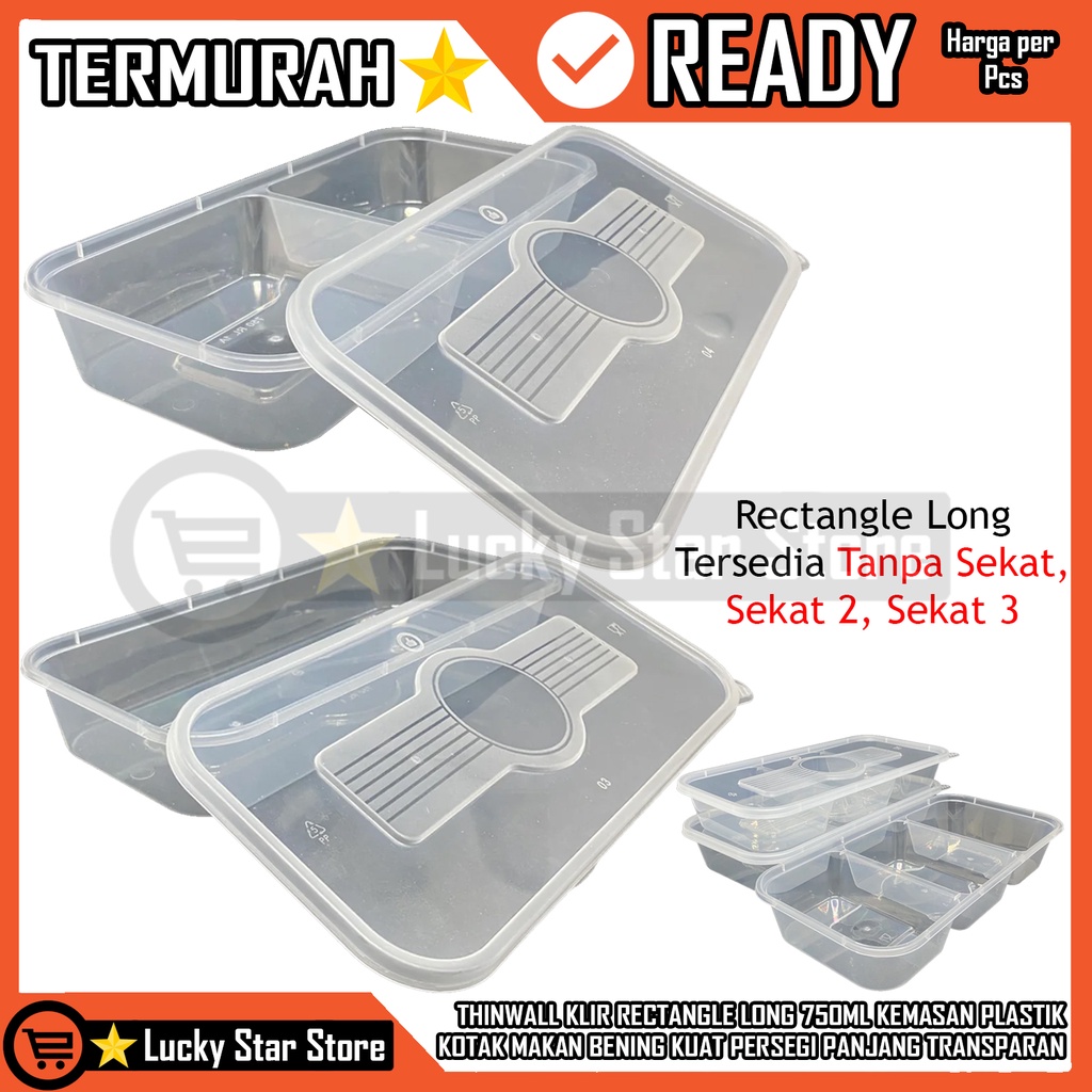 Jual THINWALL KLIR RECTANGLE LONG KOTAK MAKANAN FOOD THINWAL SATE BOX ...