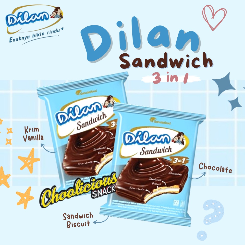 Jual DILAN Sandwich Biskuit Coklat/Cokelat Ecer @16 gram | Shopee Indonesia