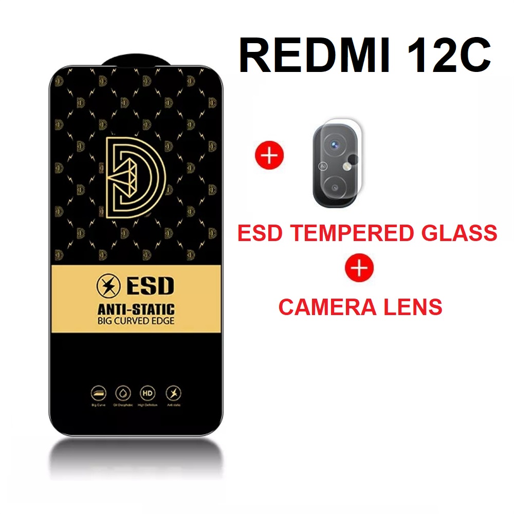Jual Xiaomi Redmi 12C PAKET 2in1 ESD Tempered Glass CAMERA LENS ...