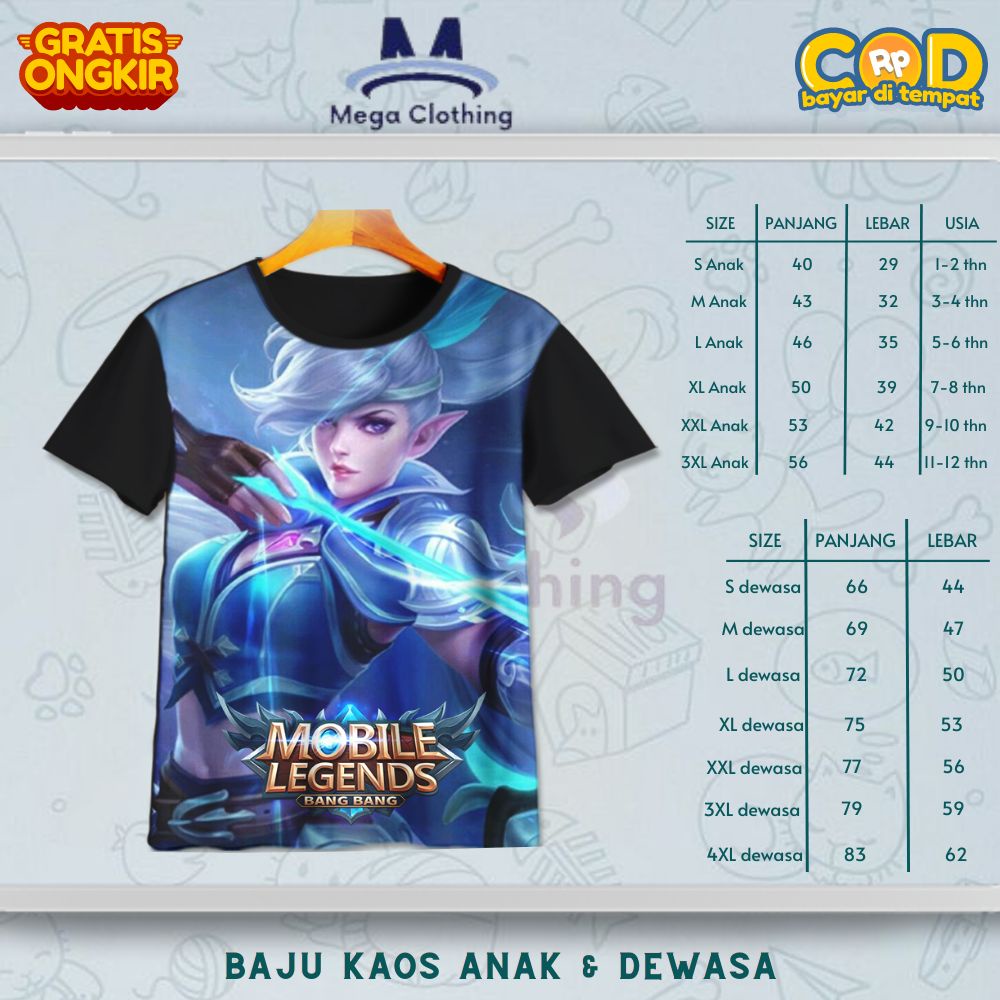 Jual Kaos ML Mobile Legend Marksman Miya Anak & Dewasa - Baju Couple Anak & Dewasa ML Mobile ...