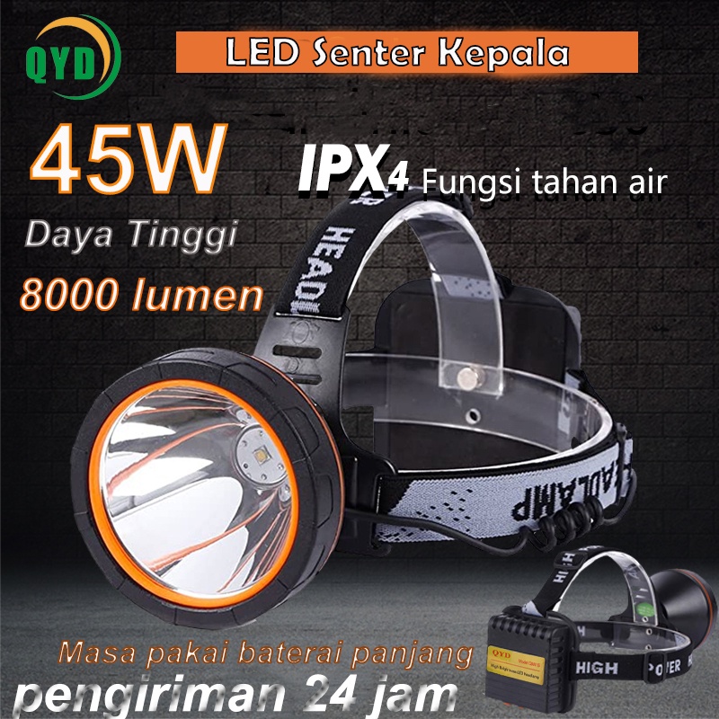 Jual QYD Senter Kepala Semi-split LED super Terang IPx4 Tahan Air ...
