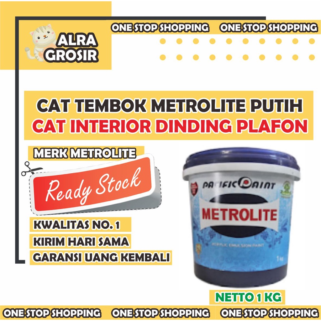 Jual CAT TEMBOK METROLITE PUTIH 1 KG CAT INTERIOR DINDING PLAFON ...