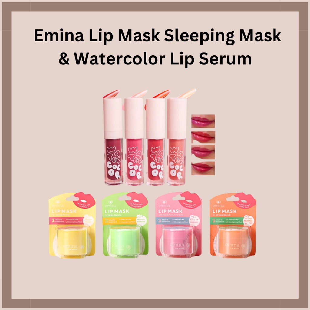 Jual Emina Lip Mask Sleepiang Mask & Watercolor Lip Serum | Lip Mask ...