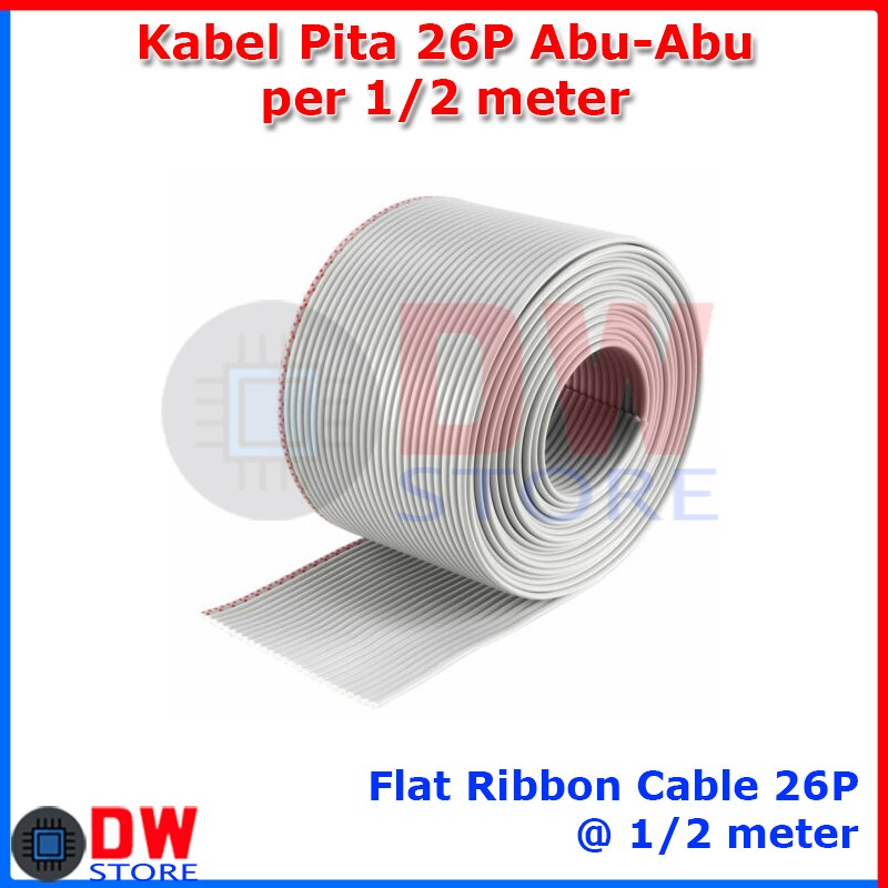 Jual Flat Cable / Kabel Pita 26p Abu - Abu IDC 26 pin @ 0,5 Meter ...