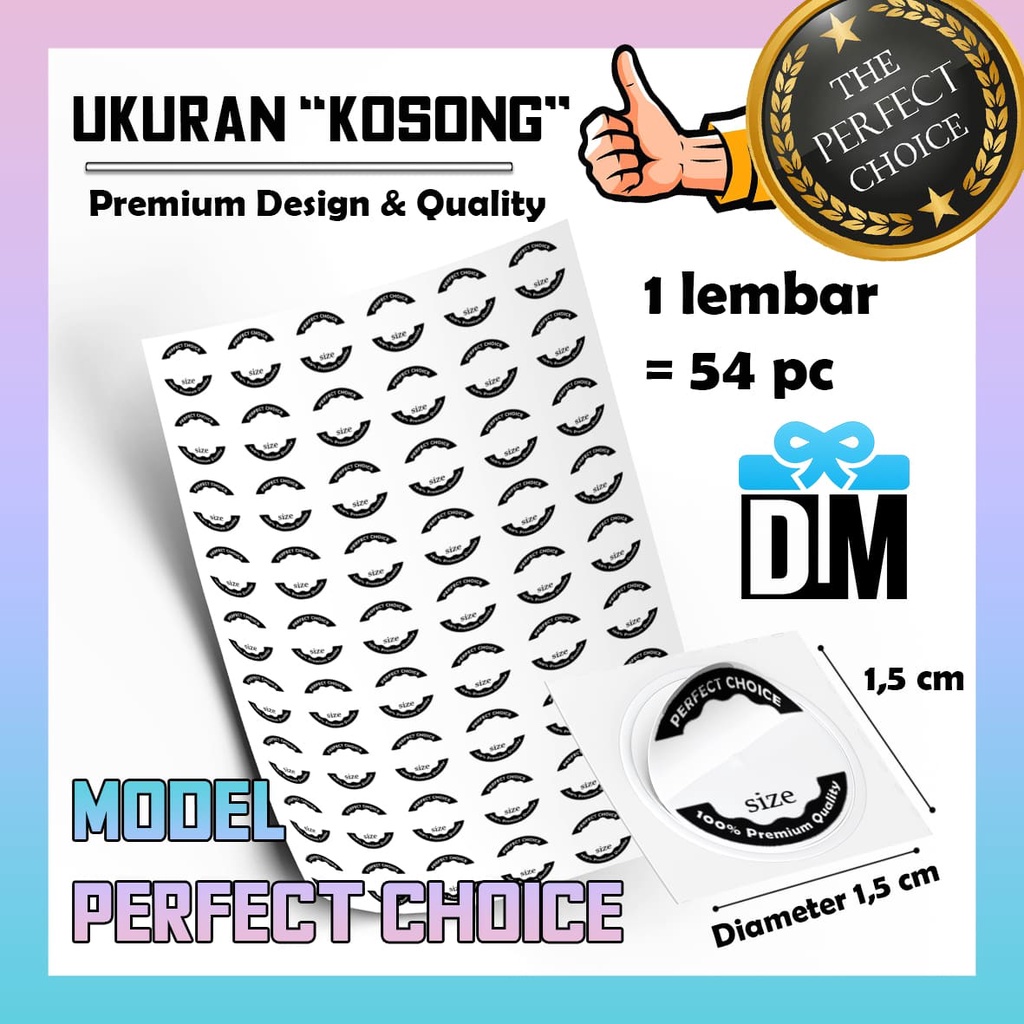 Jual Sticker Ukuran Baju Perfect Choice All Size Celana Jaket CD BH ...