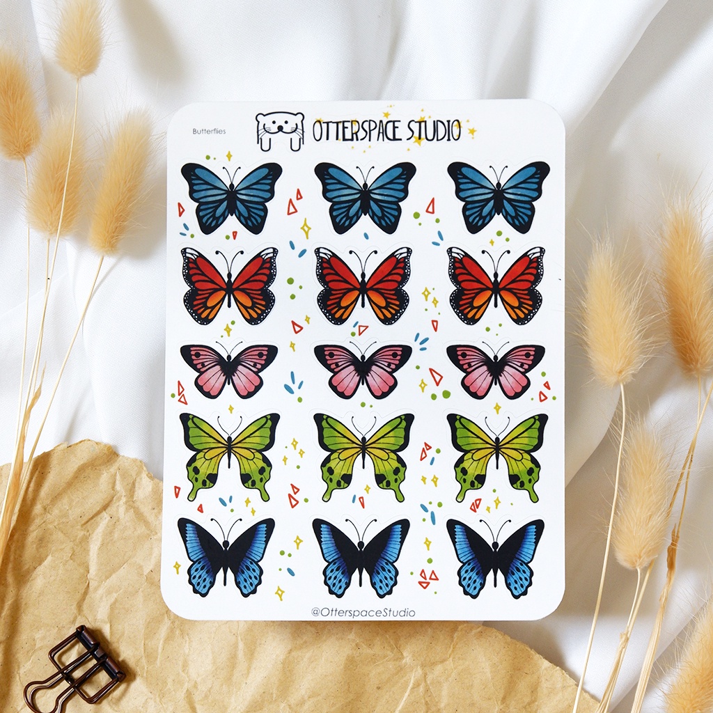 Jual Otterspace Studio | Butterfly Deco Sticker Sheet - Stiker Kupu ...