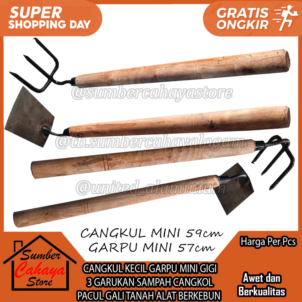 Jual Cangkul Kecil Garpu Tanaman Mini Gigi 3 Garukan Sampah Cangkol ...