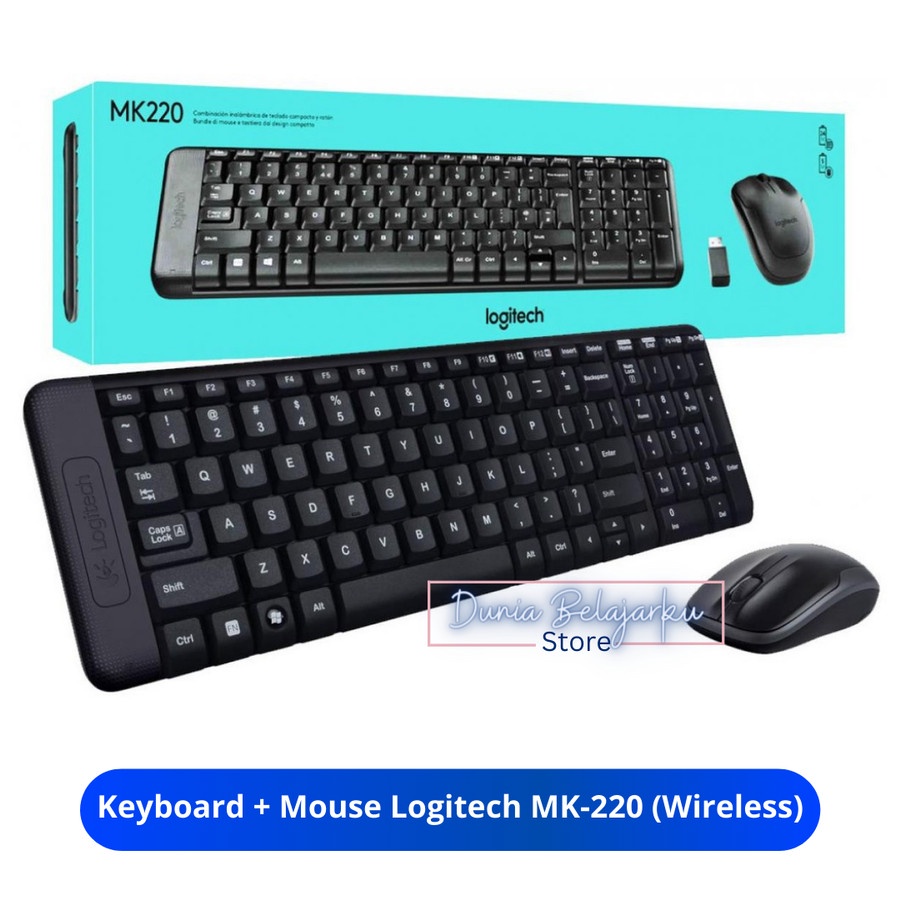Jual Logitech Keyboard + Mouse Wireless MK-220 / Keyboard Mouse MK220 ...