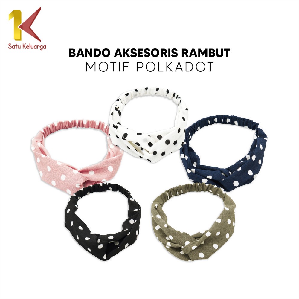 Jual Satu Keluarga Bando Kain Korea Bahan Motif Polkadot C65 Bandana ...
