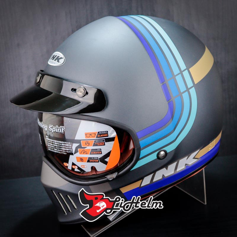 Jual HELM INK TROOPER BORDERLINE MATT ANTHRACITE | RETRO HELMET ...