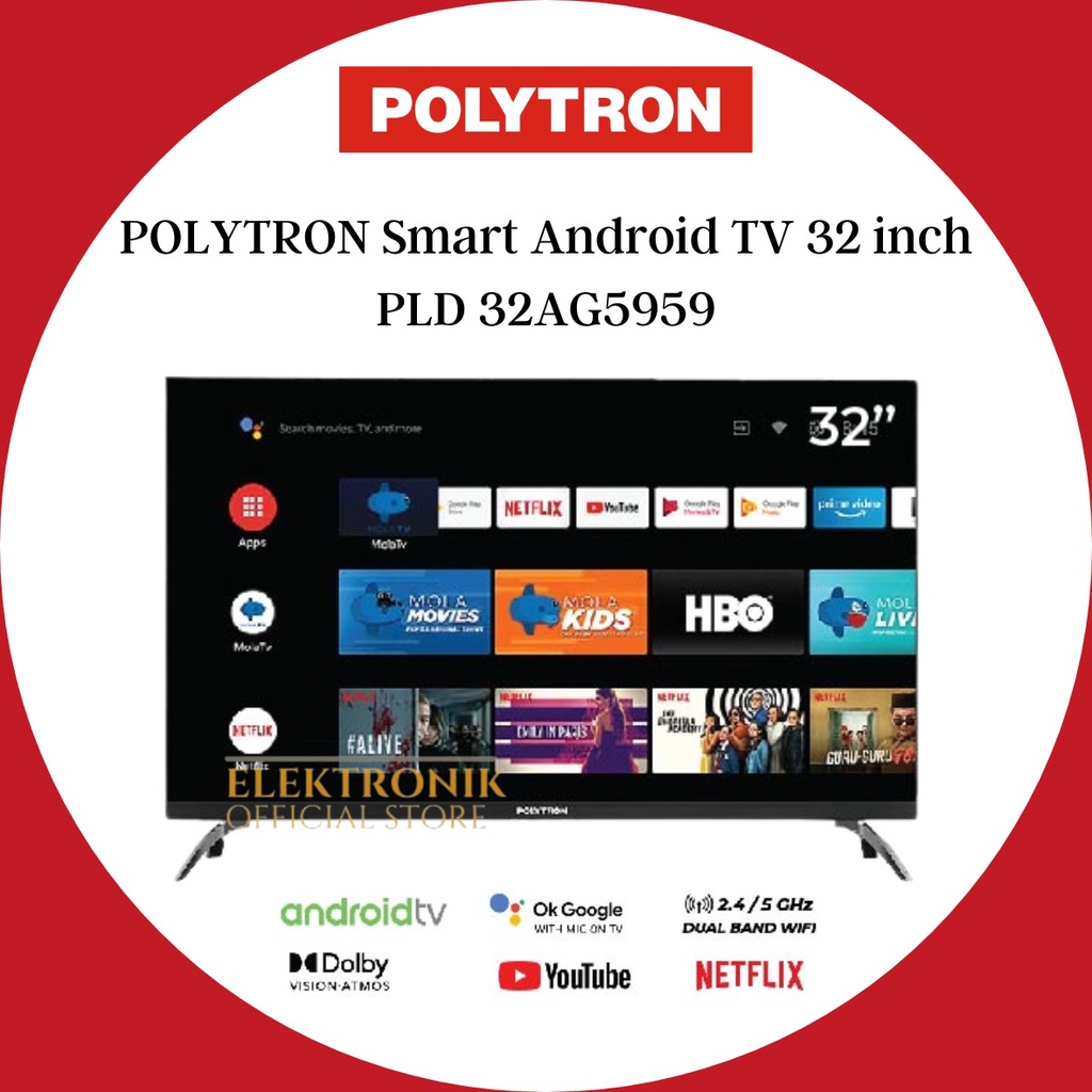 Jual POLYTRON LED TV 32inch PLD 32AG5959/PLD 32AG9953/ SMART TV ANDROID/32AG5759/MOLA TV NETFLIX ...