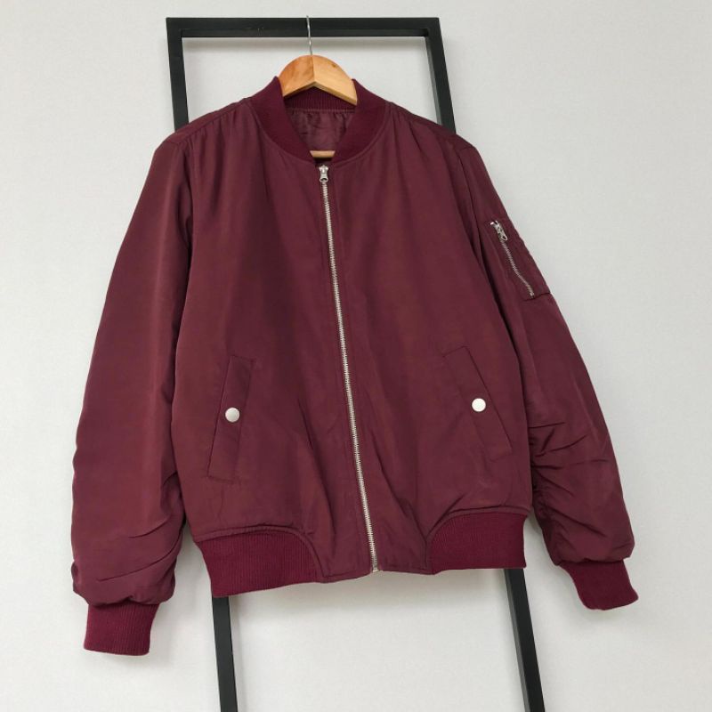 Jual Jaket Bomber Tebal LE CIEL CLAIR Original Merah Maroon Windbreaker ...