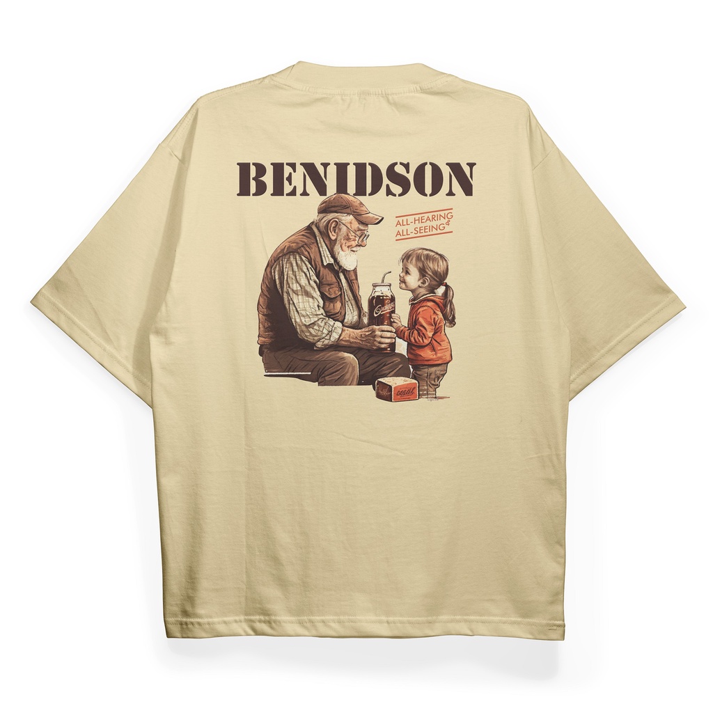 Jual Benidson Oversized Tshirt Cream Giving Happiness | Shopee Indonesia