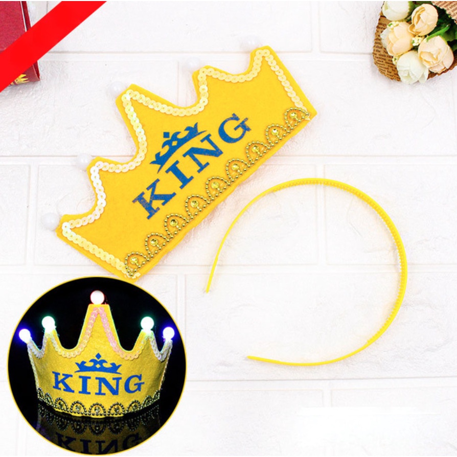 Jual Bando Mahkota Lampu LED / Topi Ulang Tahun (Princess, King, Happy ...