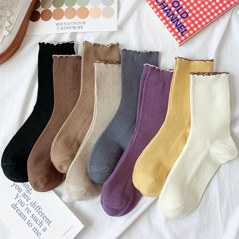 Jual Kaos Kaki Wanita Edge Tube Solid Colour Japanese style Socks SCH43 ...