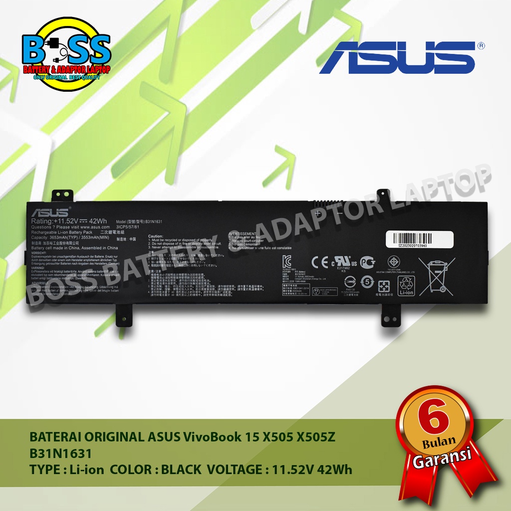 Jual Baterai Laptop Asus VivoBook 15 X505 B31N1631 11.52V 42Wh Original | Shopee Indonesia