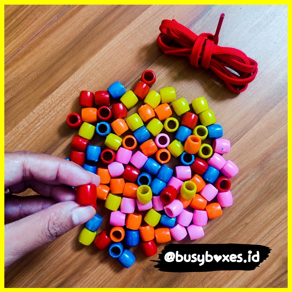 Jual [busyboxes.id] mainan meronce manik warna warni untuk anak 4-6 ...