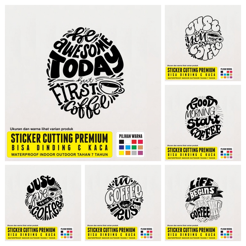 Jual Stiker Quotes Kopi Coffee Dinding Kaca Kafe Cafe Cutting Sticker ...