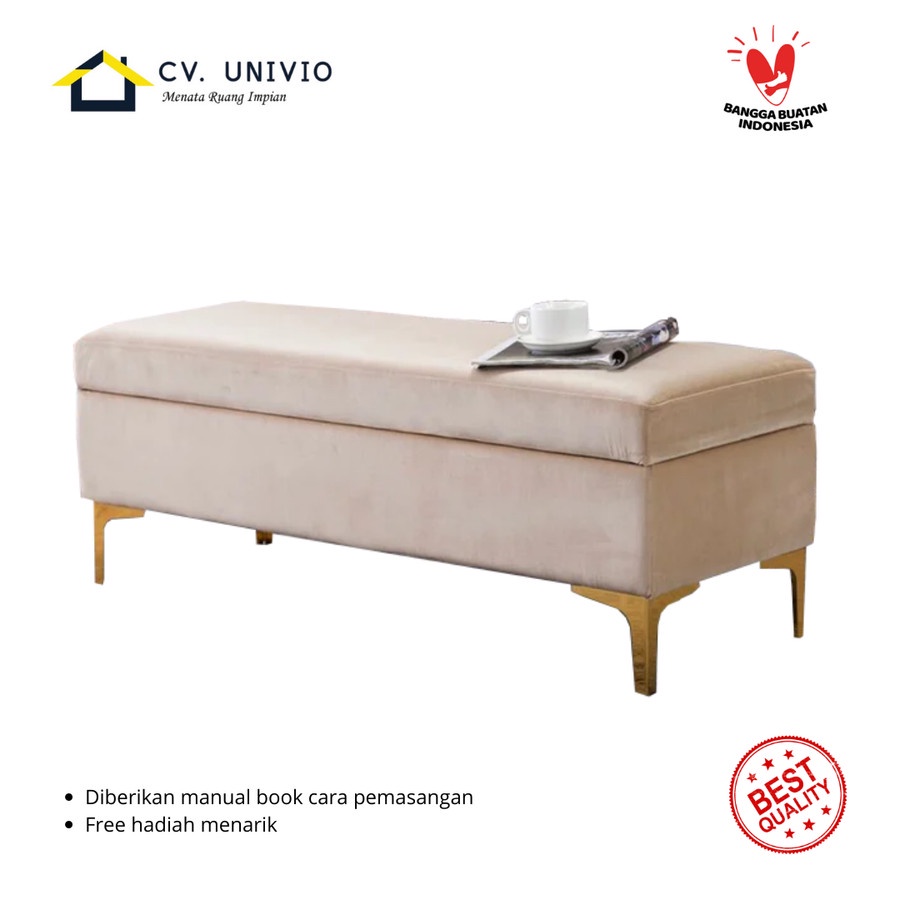 Jual Stool Kursi Bench Pouf Storage Penyimpanan Kain Kanvas Kaki Besi ...