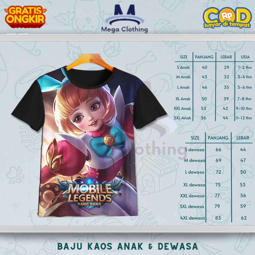 Jual Kaos ML Mobile Legend Support Angela Anak & Dewasa - Baju Couple Anak & Dewasa ML Mobile ...