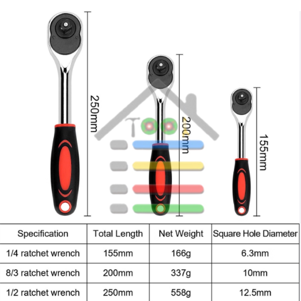 Jual KUNCI TORQUE STANG CVT RATCHET WRENCH 24 TEETH 1/4" 3/8" 1/2 ...