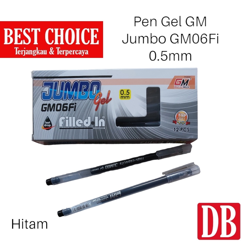 Jual Gel pen / Pulpen Jumbo Gel GM Gadjah Mada 0.5 mm Hitam (12pcs ...