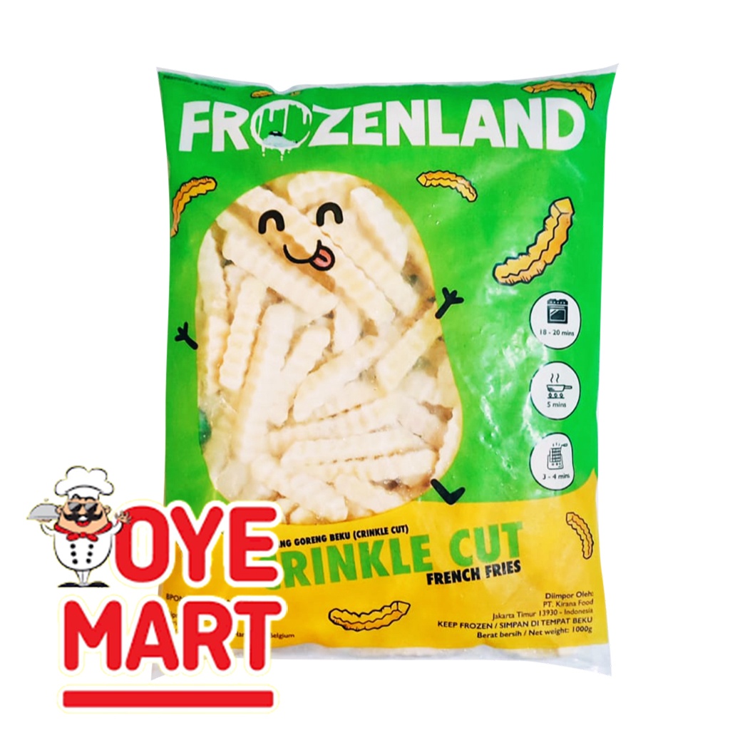 Jual FROZENLAND CRINKLE CUT 1KG KENTANG GORENG BEKU | Shopee Indonesia