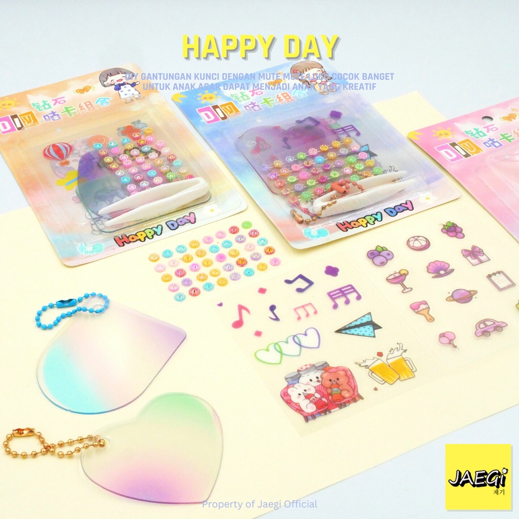 Jual JAEGi - DIY Set Gantungan kunci + Sticker + Pin Karakter Happy Day ...
