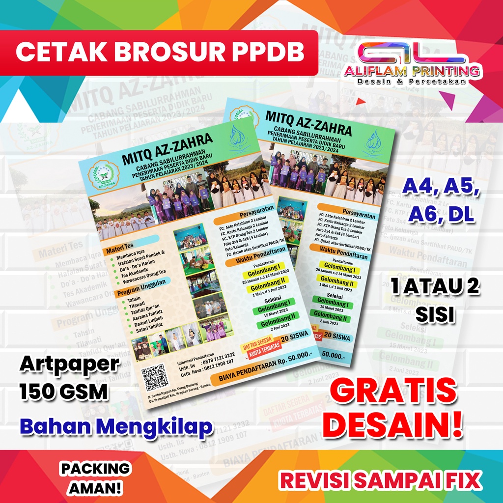 Jual CETAK BROSUR PPDB | GRATIS DESIGN | ARTPAPER 150 GSM | Shopee ...