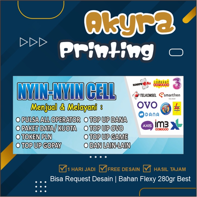 Jual CETAK BANNER CELL/CETAK SPANDUK KONTER/BISA REQUEST/1 HARI JADI ...