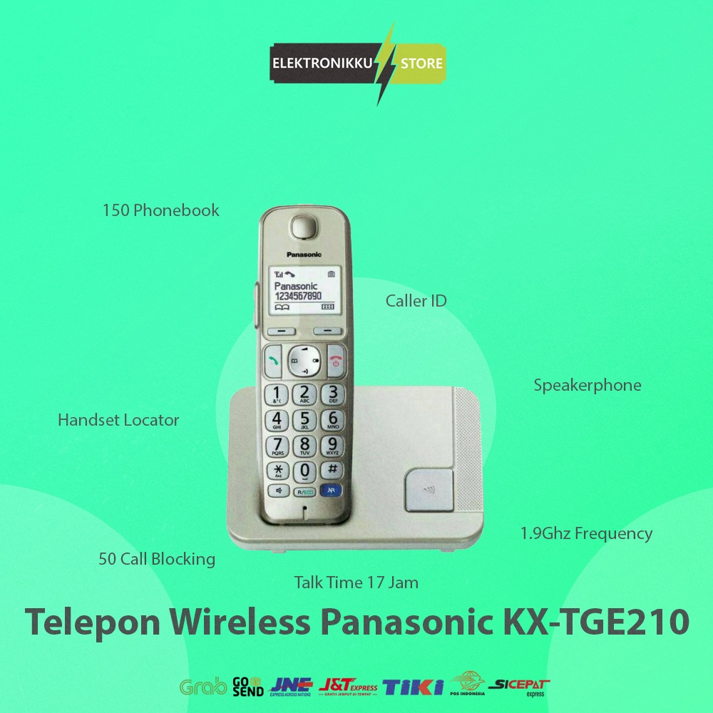 Jual Pesawat Telepon Wireless Panasonic KX-TGE210 Rumah Kantor Indihome | Shopee Indonesia