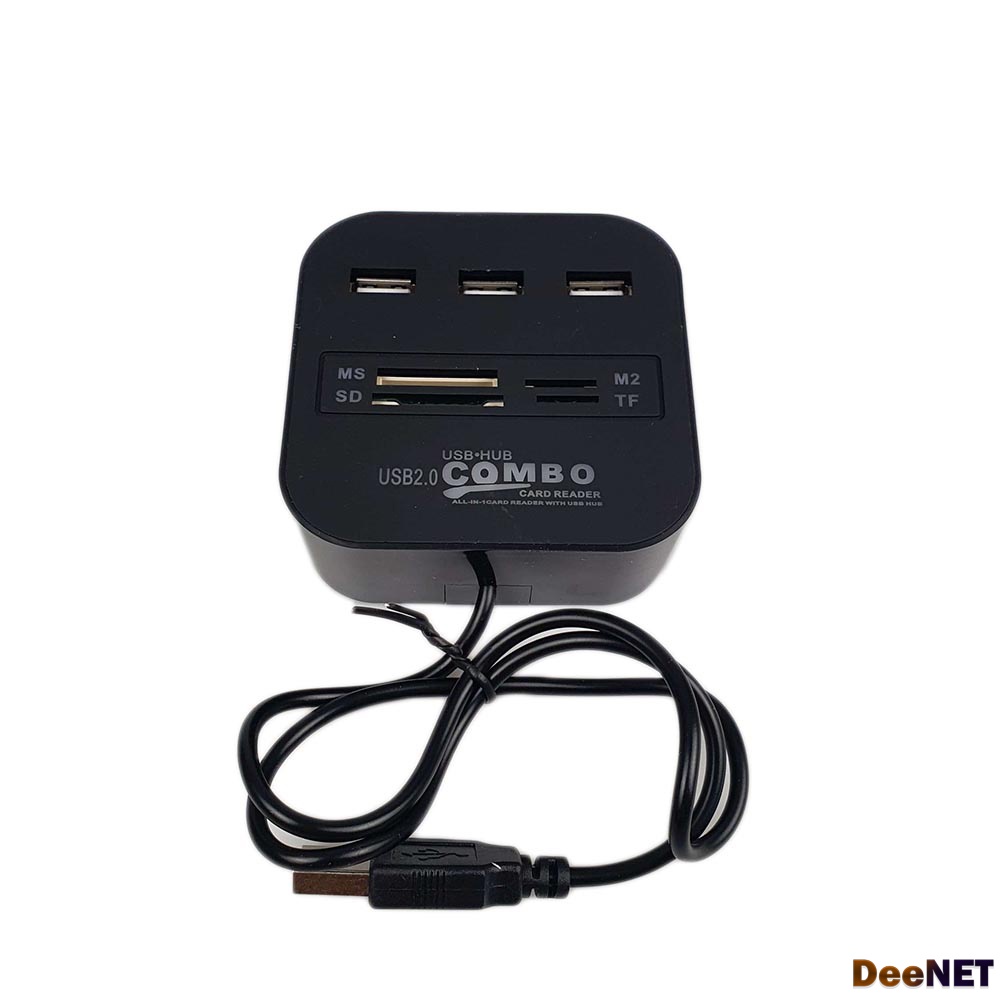 Jual Combo Multi Card Reader + 3 USB HUB 2.0 Splitter - Black | Shopee ...