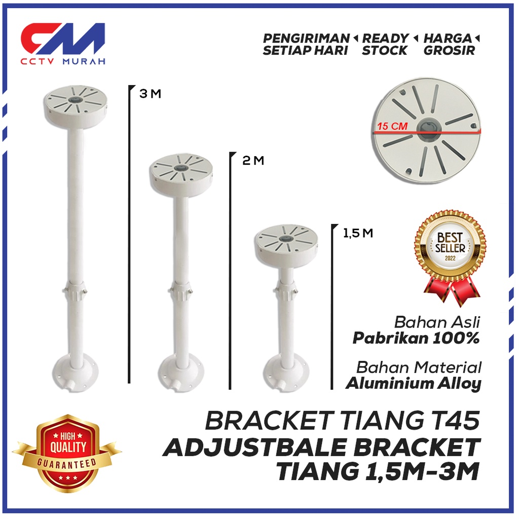 Jual Adjustable Bracket Tiang Dome CCTV Outdoor, 1,5 meter - 3 meter ...