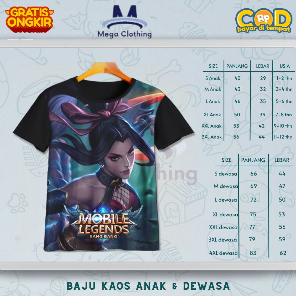 Jual Kaos ML Mobile Legend Marksman Hanabi Anak & Dewasa - Baju Couple Anak & Dewasa ML Mobile ...