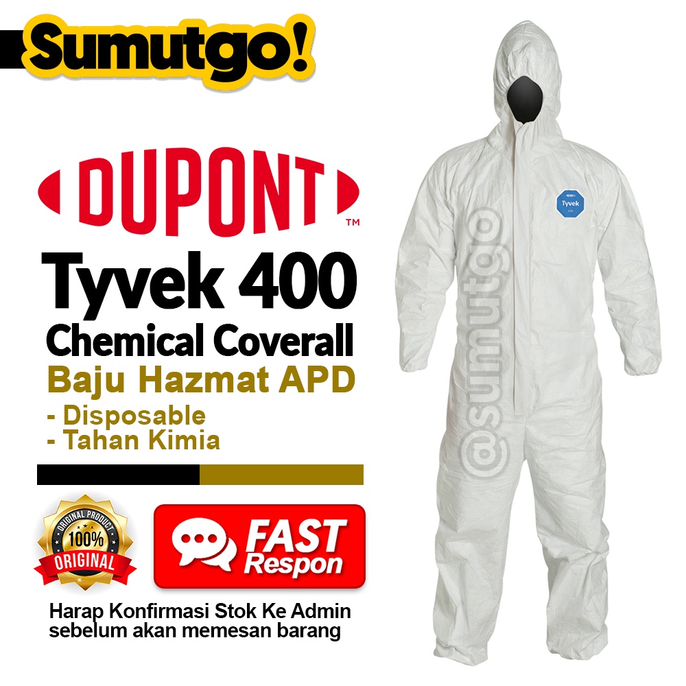 Jual DUPONT TYVEK 400 Coverall Wearpack Jumpsuit Baju Hazmat Lab APD ...