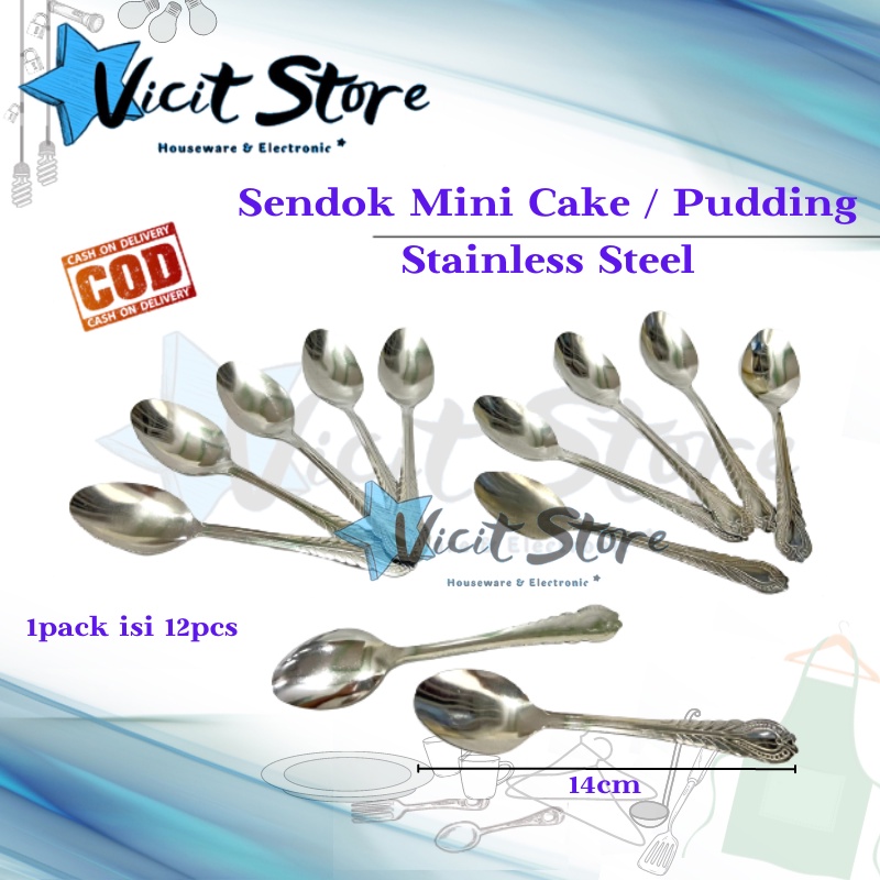 Jual Sendok Mini Kue / Pudding / Dessert Stainless Steel 1pack isi ...