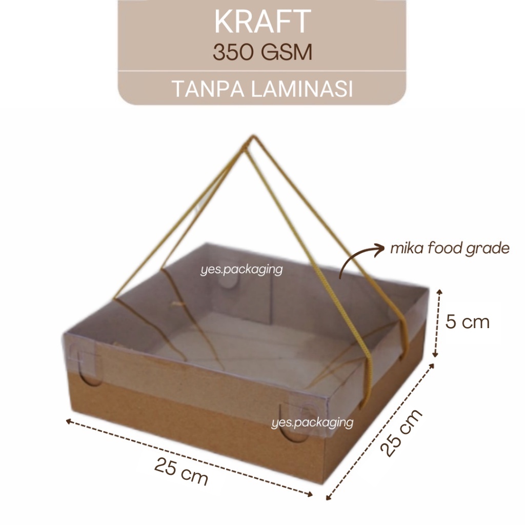 Jual [25x25x5cm] KRAFT MIKA TALI Box Dos Dus Kotak Kemasan Cake Kue ...