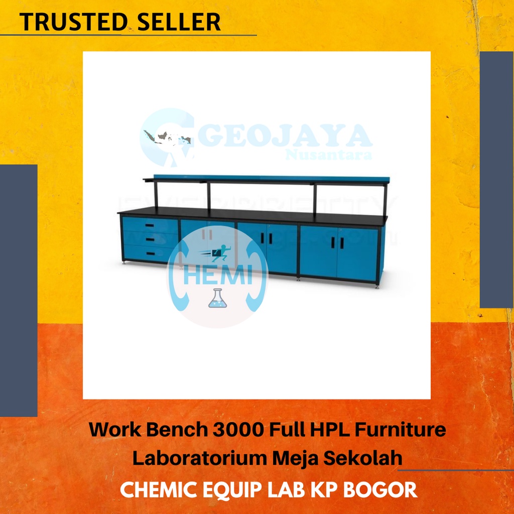 Jual Work Bench 3000 Full HPL Furniture Laboratorium Meja Sekolah ...