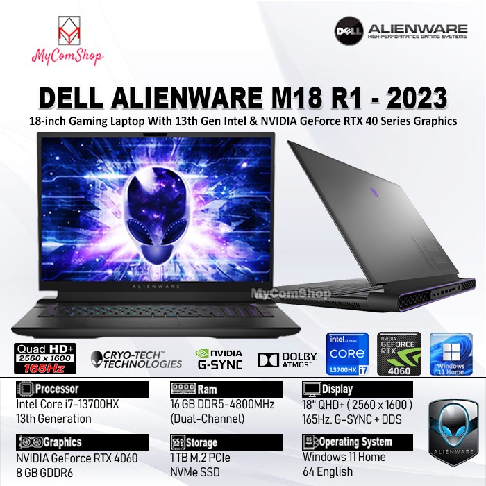 Jual DELL ALIENWARE M18 R1 i7-13700HX 16GB RAM 1TB SSD RTX 4060 8GB ...