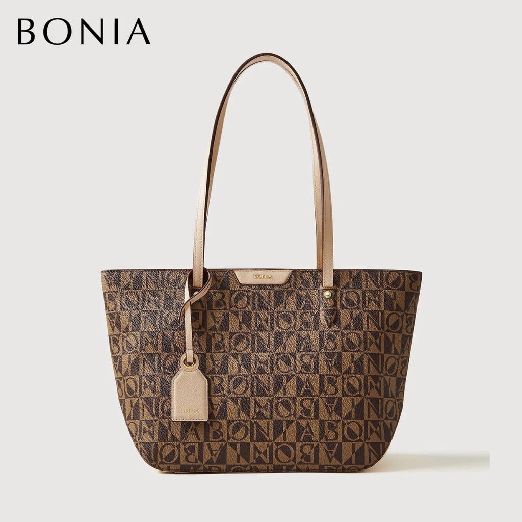 Jual Bonia - Gladiosa Monogram Large Tote Bag Oat Milk | Shopee Indonesia