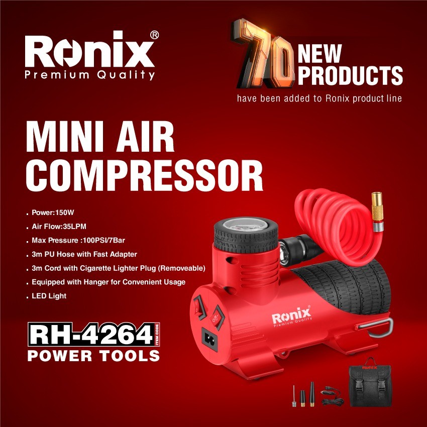 Jual Ronix RH-4264 Air Compressor 100psi 150W 35LPM Compressor Mini Digital | Shopee Indonesia