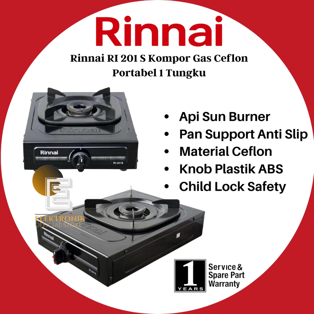 Jual RINNAI KOMPOR GAS 1 TUNGKU RI 201S KOMPOR GAS/RI201S/RI201 S/RI ...