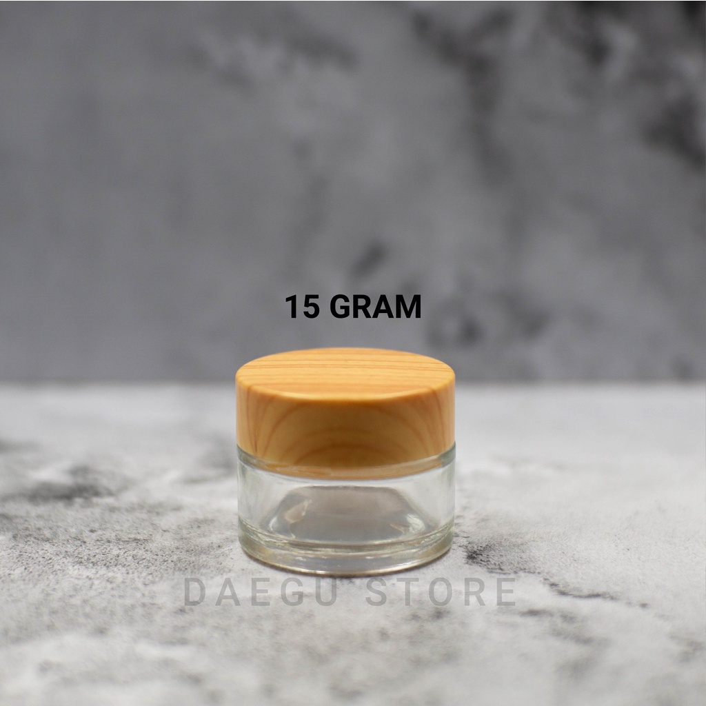 Jual Botol Jar Pot Cream Kaca Bening Tutup PVC Motif Kayu 10gr 15gr ...