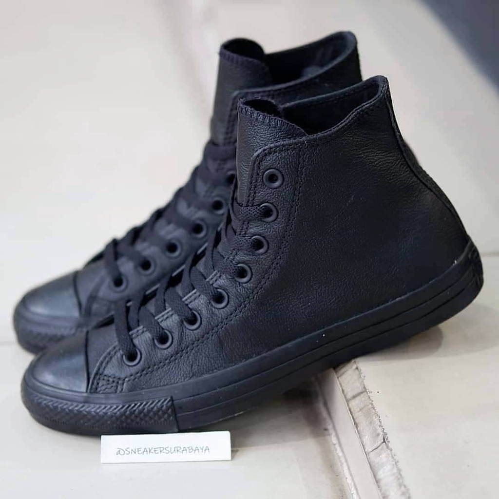Jual CONVERSE CHUCK TAYLOR HI MONO BLACK LEATHER | Shopee Indonesia